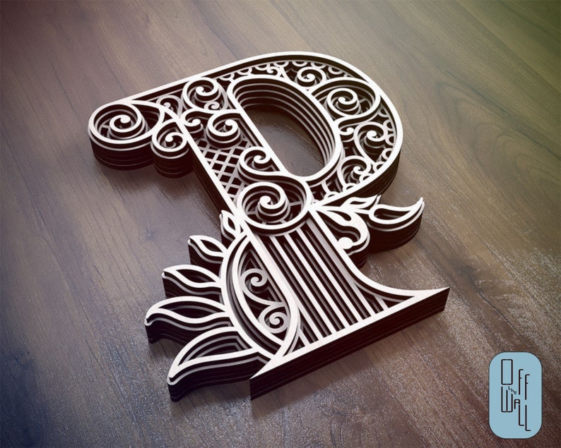 Layered Letter P, Laser Cut Letter, Wall Art Multilayer Letter, Numbers ...