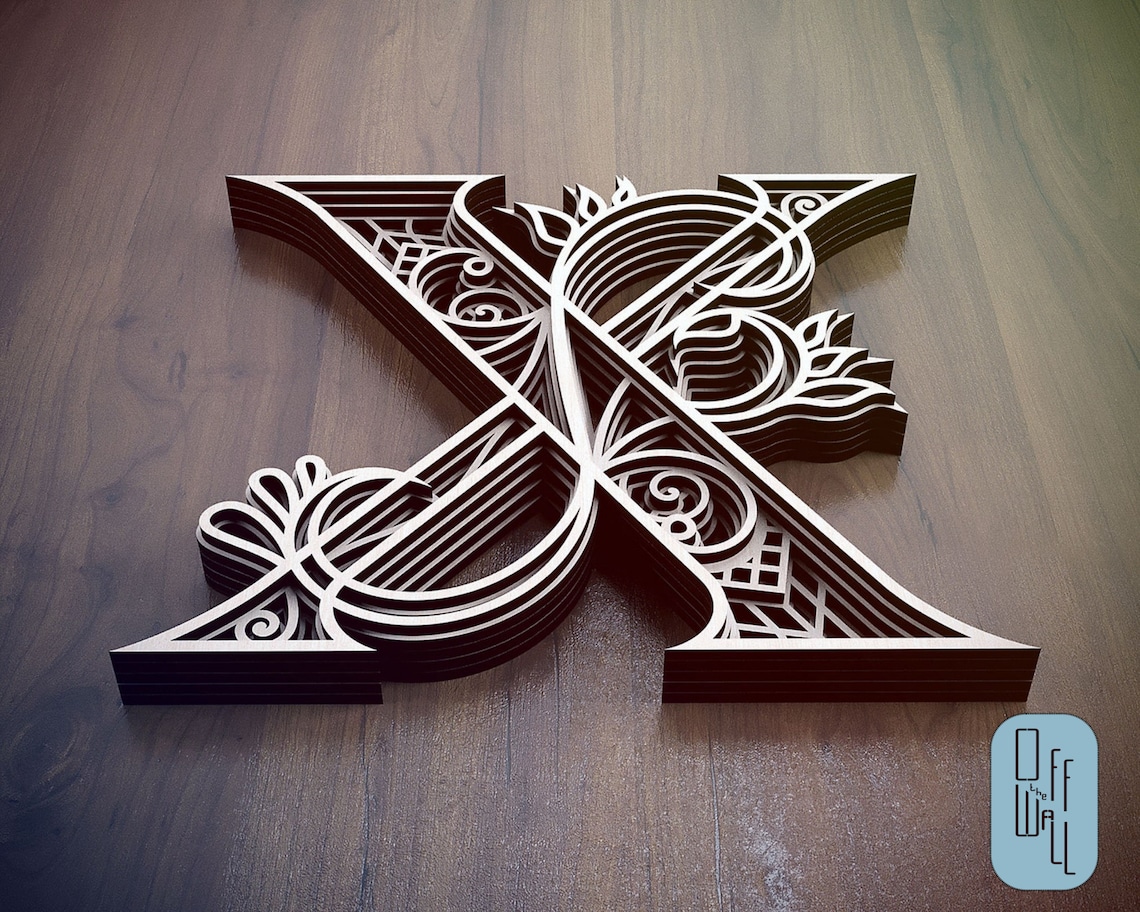 Layered Letter X, Laser Cut Letter, Wall Art Multilayer Letter, Numbers ...