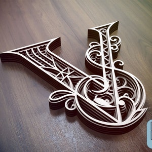 Layered Letter V Laser Cut Letter Wall Art Multilayer - Etsy