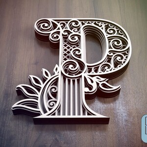 Layered Letter P, Laser Cut Letter, Wall Art Multilayer Letter, Numbers ...