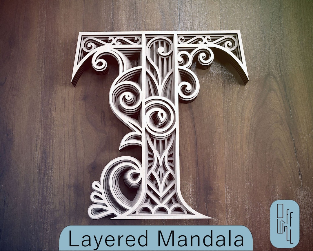 Layered Letter T, Laser Cut Letter, Wall Art Multilayer Letter, Numbers ...
