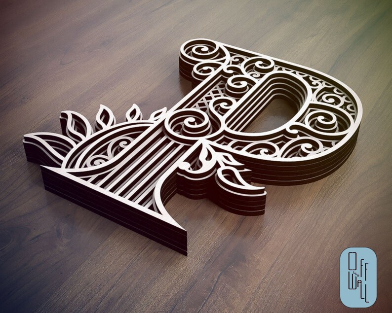 Layered Letter P, Laser Cut Letter, Wall Art Multilayer Letter, Numbers ...