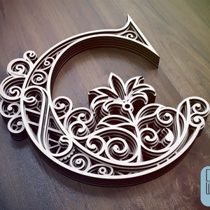 Layered Letter C, Laser Cut Letter, Wall Art Multilayer Letter, Numbers ...