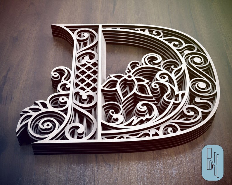 Layered Letter D, Laser Cut Letter, Wall Art Multilayer Letter, Numbers ...