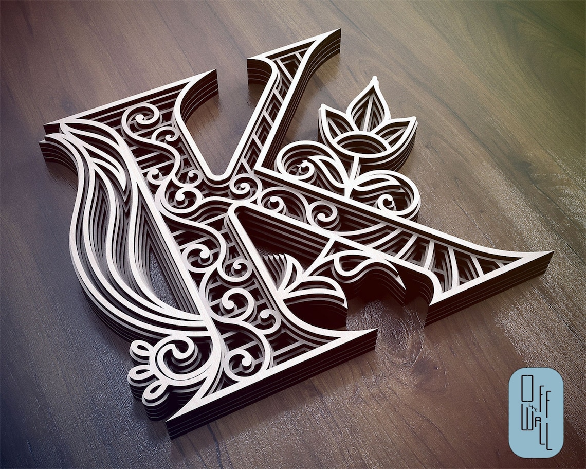 Layered Letter K, Laser Cut Letter, Wall Art Multilayer Letter, Numbers ...