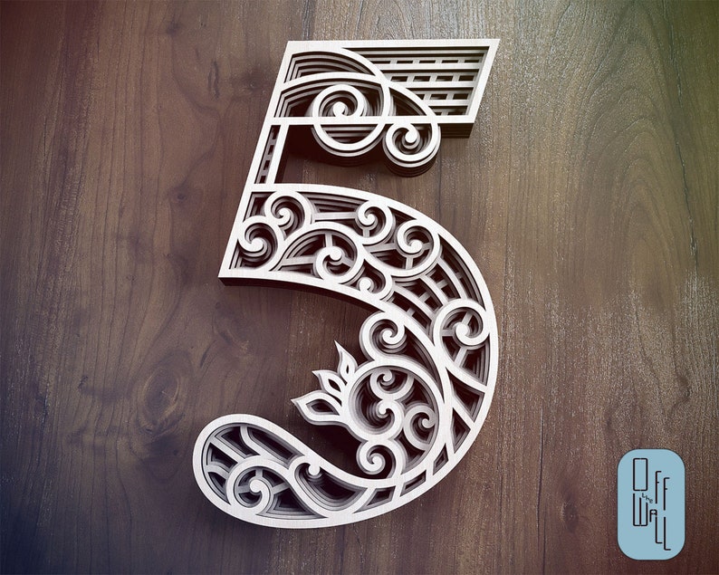 Layered Number 5, Laser Cut Letter, Wall Art Multilayer Letter, Numbers ...