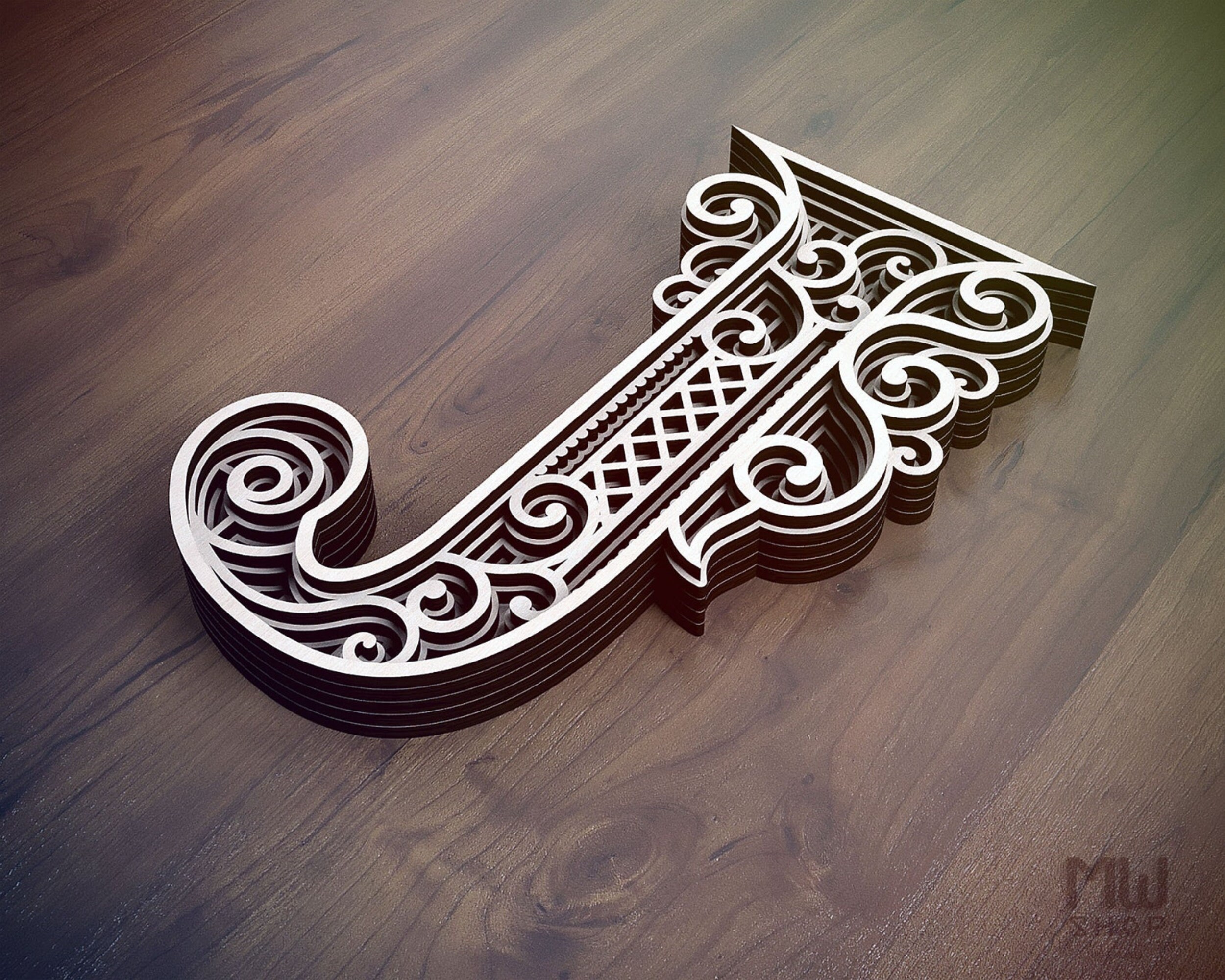 Layered Letter J, Laser Cut Letter, Wall Art Multilayer Letter, Numbers ...