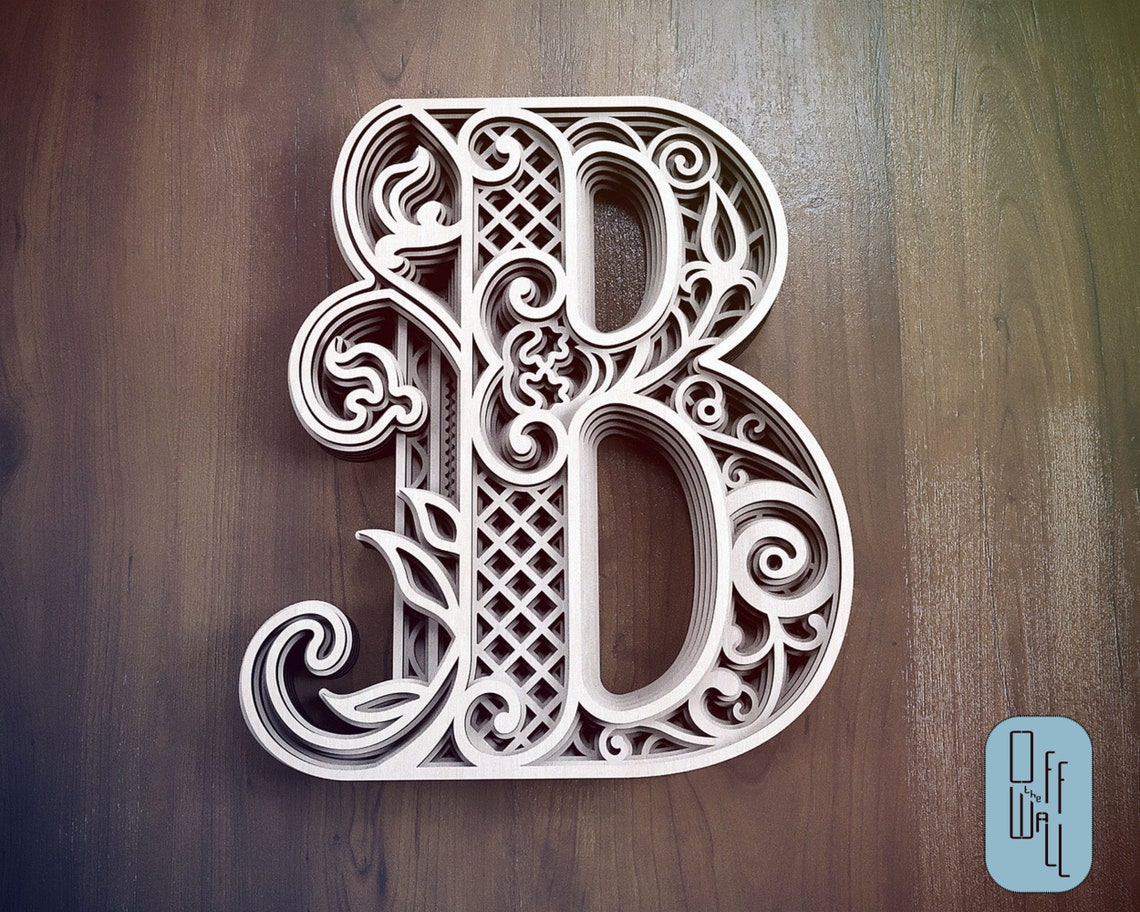 Layered Letter B, Laser Cut Letter, Wall Art Multilayer Letter, Numbers ...
