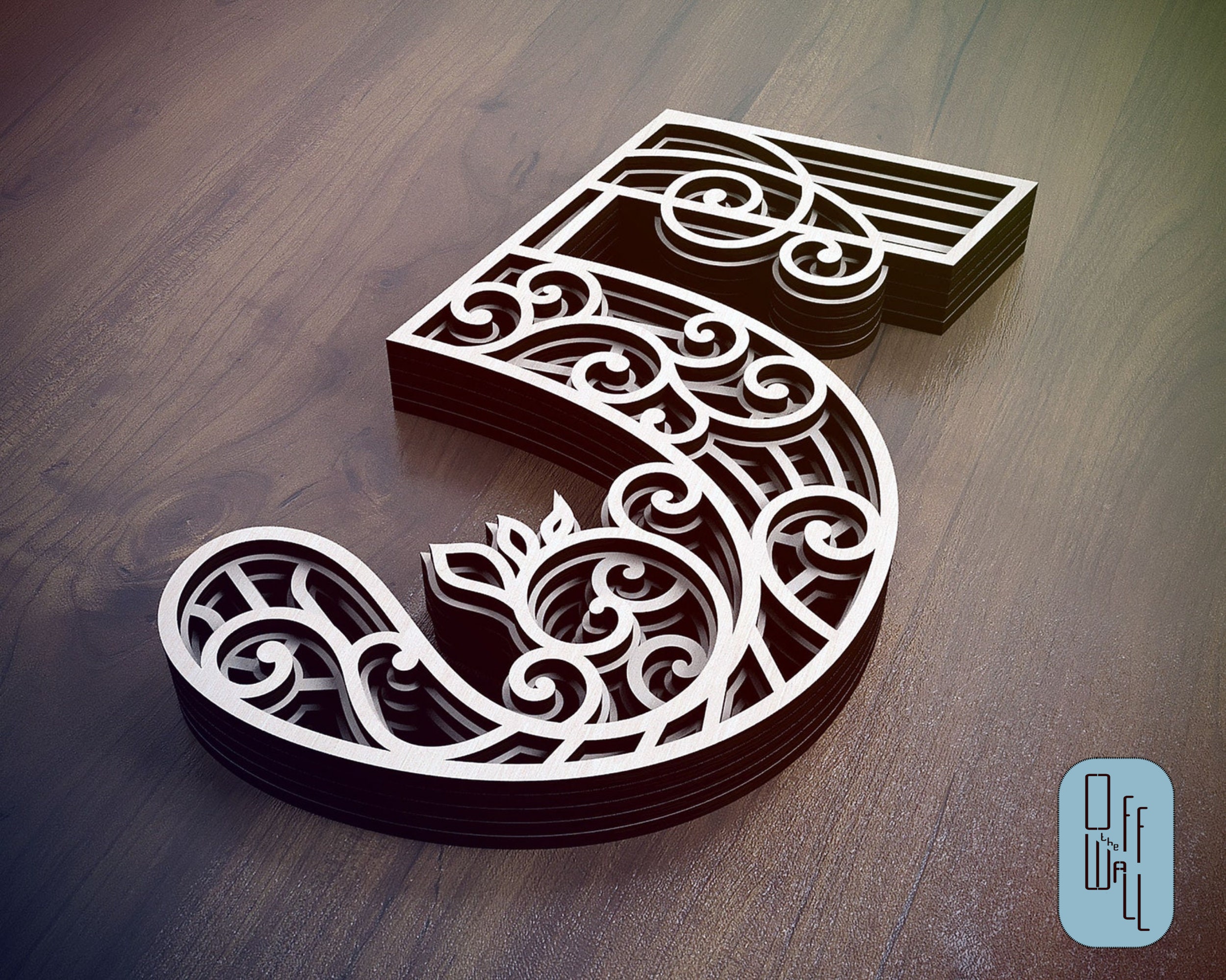 Layered Number 5, Laser Cut Letter, Wall Art Multilayer Letter, Numbers ...