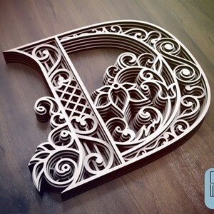 Layered Letter D, Laser Cut Letter, Wall Art Multilayer Letter, Numbers ...