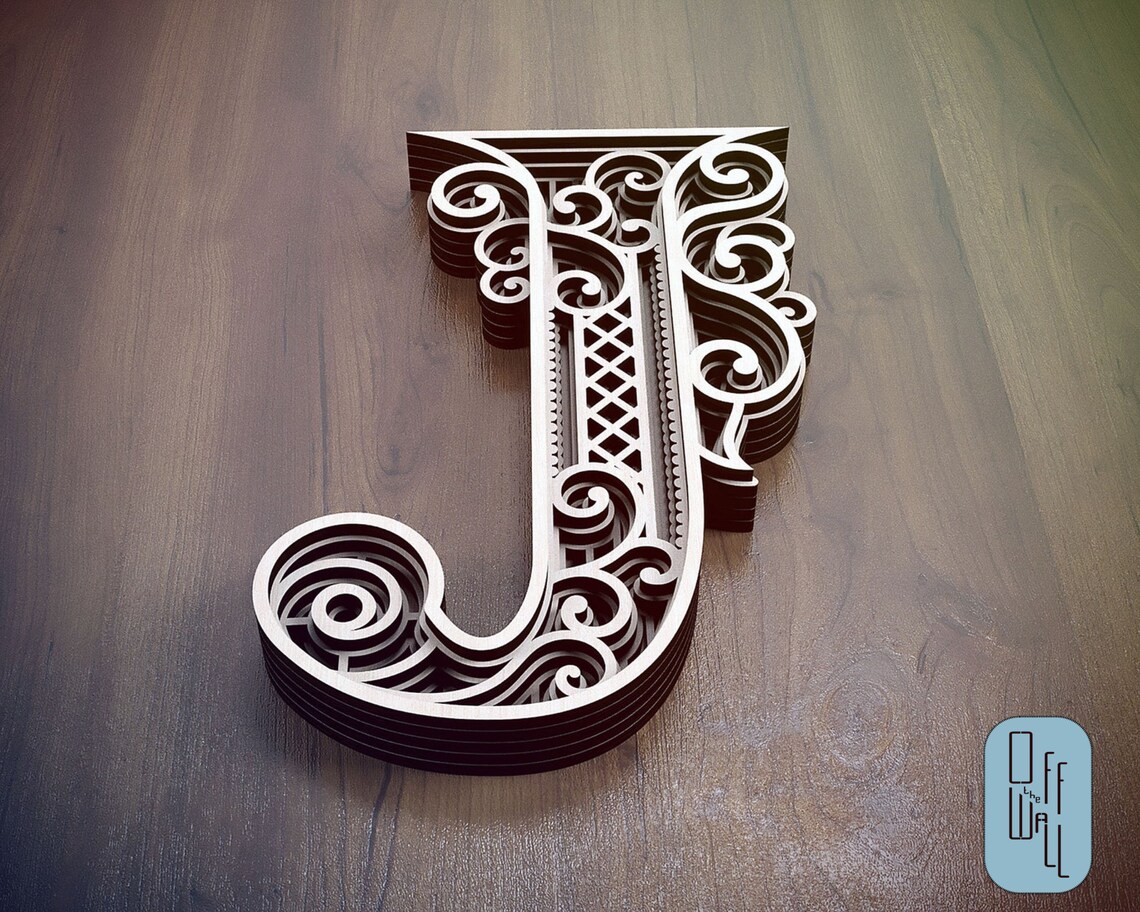 Layered Letter J, Laser Cut Letter, Wall Art Multilayer Letter, Numbers ...