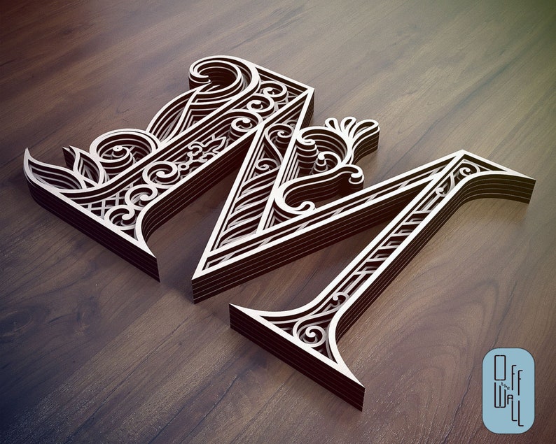 Layered Letter M, Laser Cut Letter, Wall Art Multilayer Letter, Numbers ...