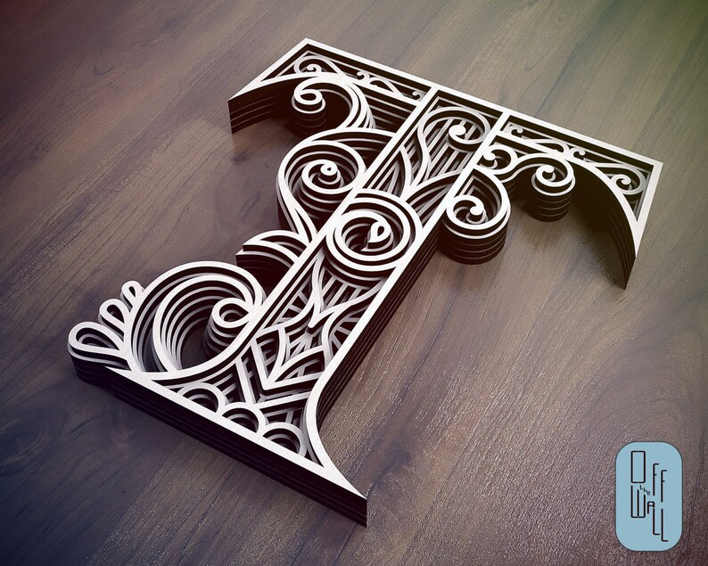 Layered Letter T, Laser Cut Letter, Wall Art Multilayer Letter, Numbers ...