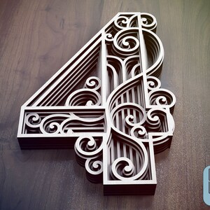 Layered Number 4, Laser Cut Letter, Wall Art Multilayer Letter, Numbers ...