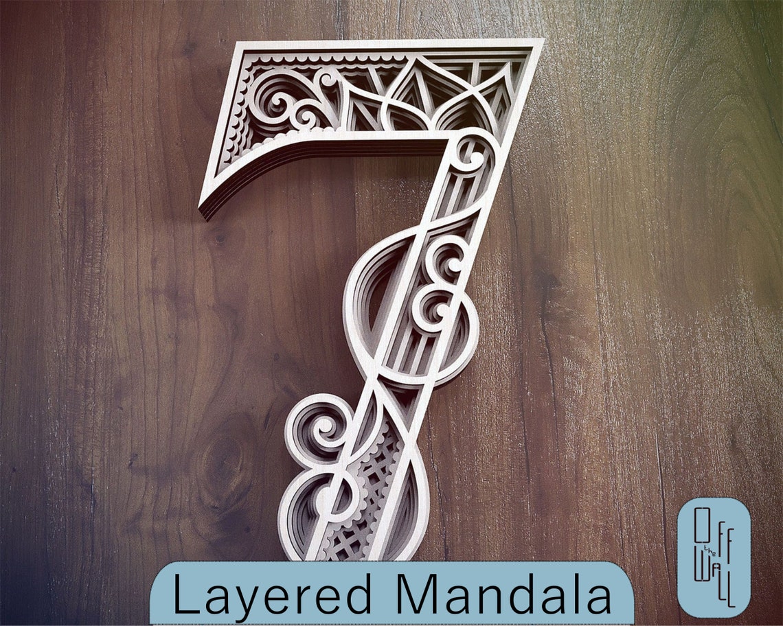 Layered Number 7, Laser Cut Letter, Wall Art Multilayer Letter, Numbers ...