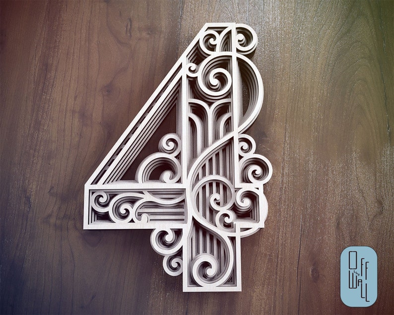 Layered Number 4, Laser Cut Letter, Wall Art Multilayer Letter, Numbers ...
