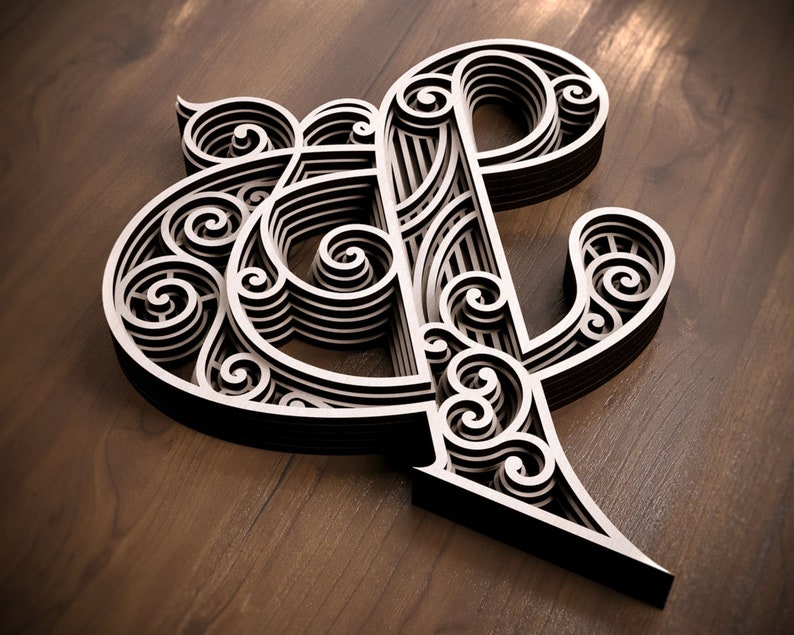 Layered Logogram &, Laser Cut Letter, Wall Art Multilayer Letter, Laser ...