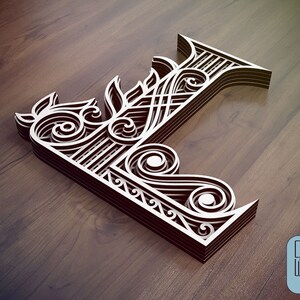 Layered Letter L, Laser Cut Letter, Wall Art Multilayer Letter, Numbers ...