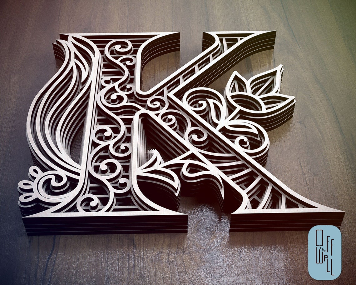 Layered Letter K, Laser Cut Letter, Wall Art Multilayer Letter, Numbers ...