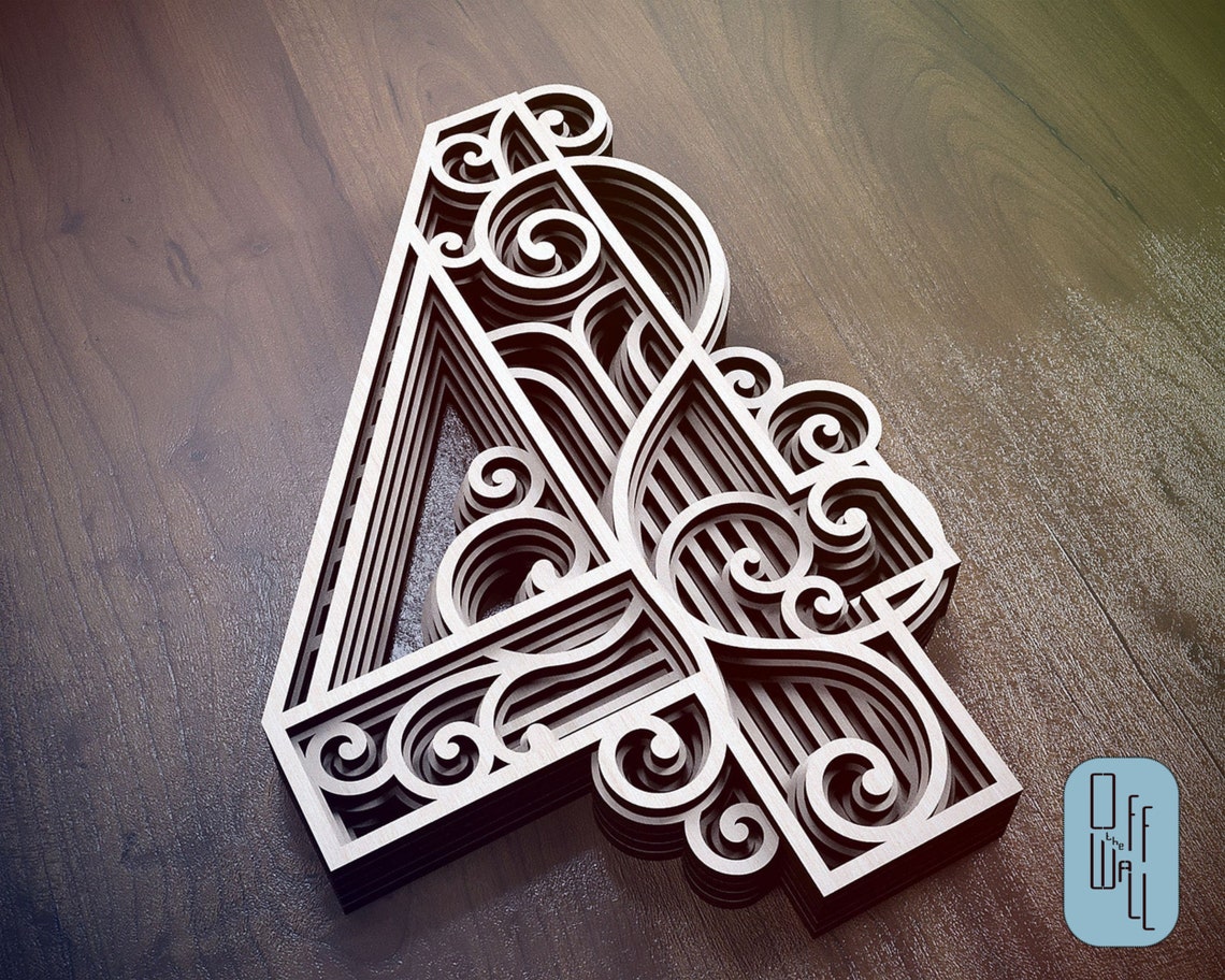 Layered Number 4, Laser Cut Letter, Wall Art Multilayer Letter, Numbers ...