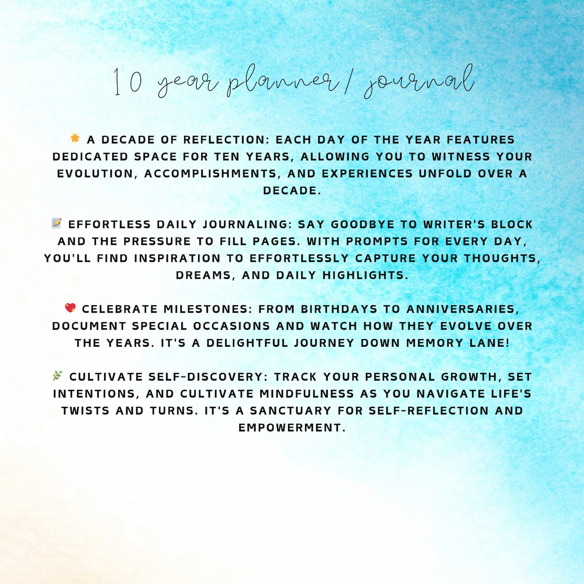 Timeless Reflections: 10-year Journal Planner Mindfulness and Gratitude ...