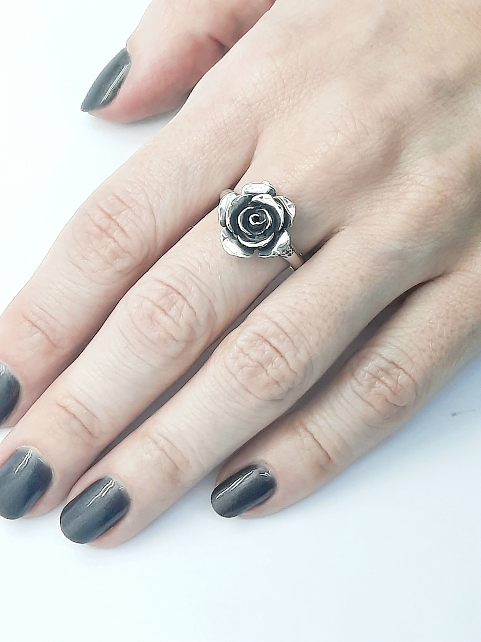 925 Sterling Silver Rose Rings for Women, Art Nouveau Ring, Nature Flower Ring, Statement Ring ...