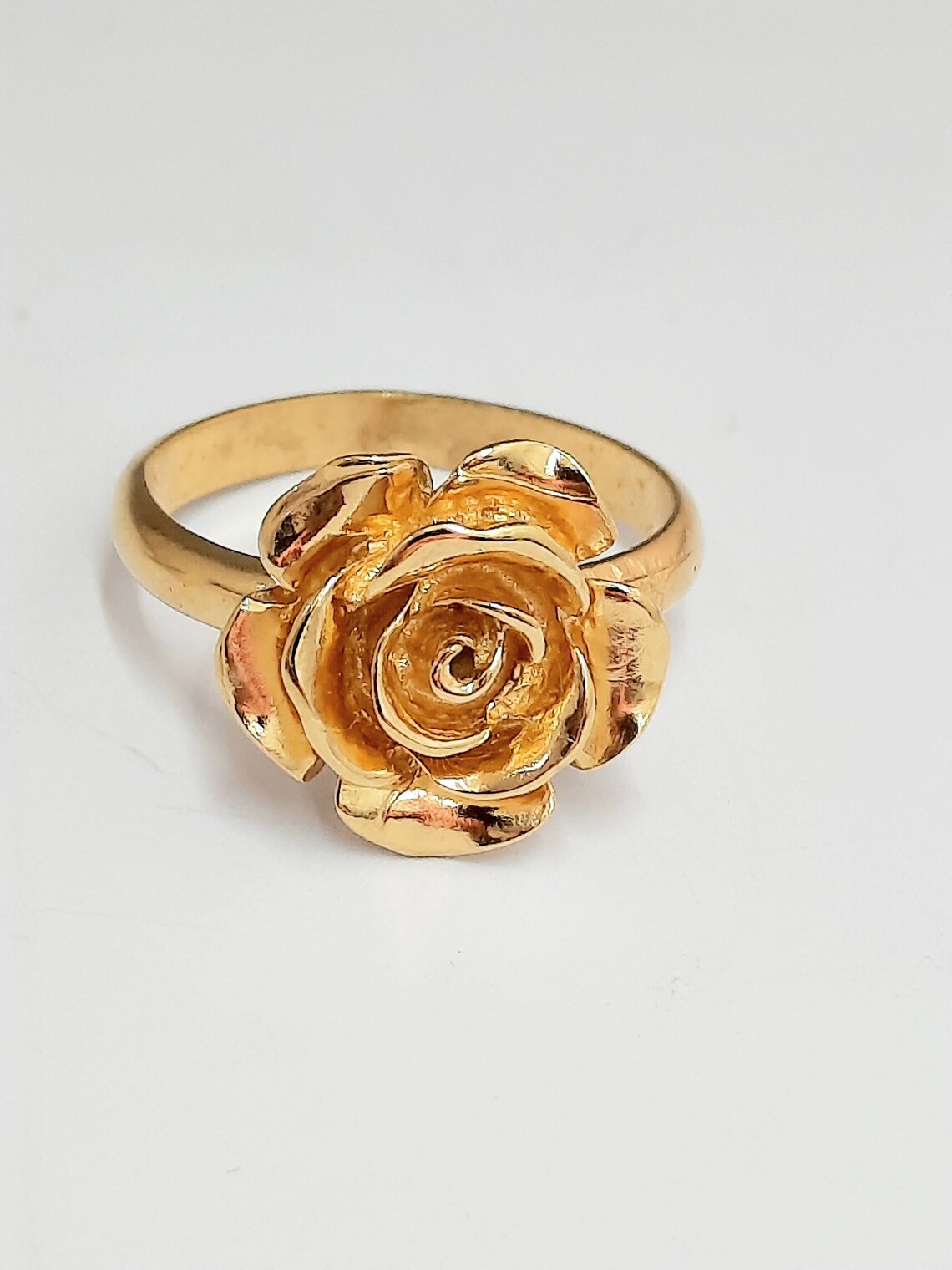 Rose Ring 925 Sterling Silver, 18K Vermeil Gold Plating, Art Nouveau ...