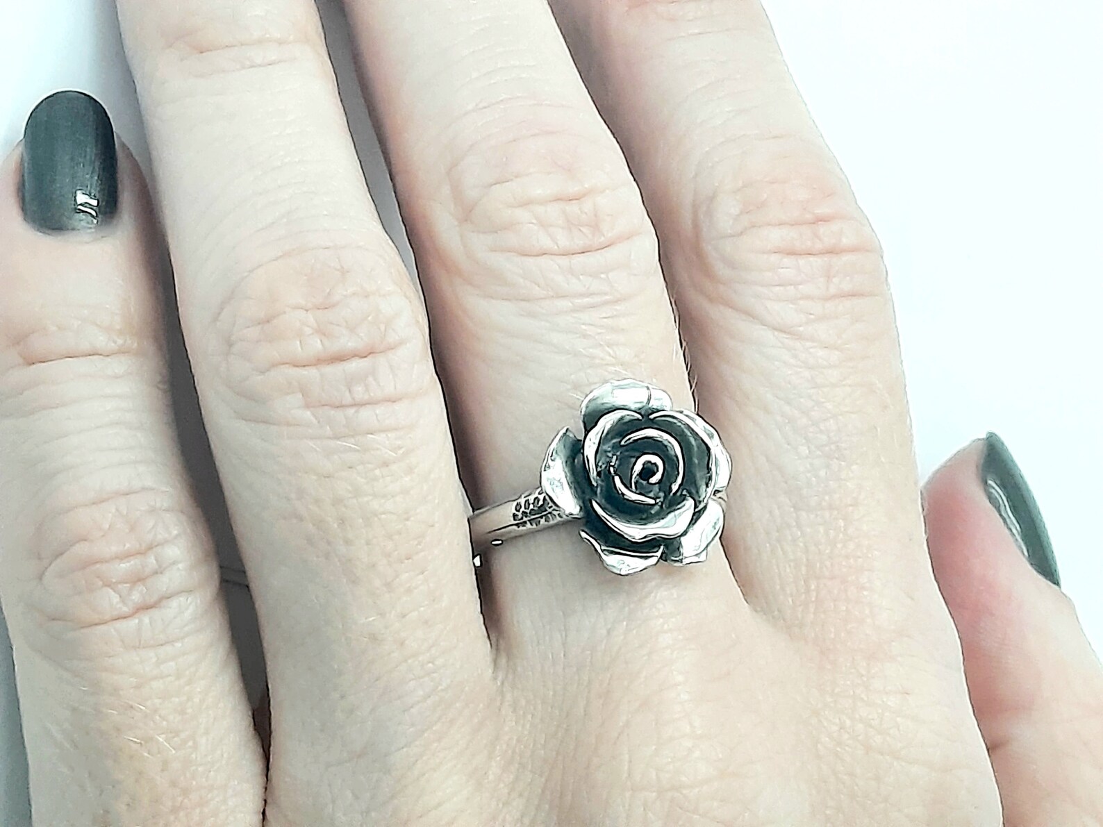 925 Sterling Silver Rose Rings for Women, Art Nouveau Ring, Nature Flower Ring, Statement Ring ...