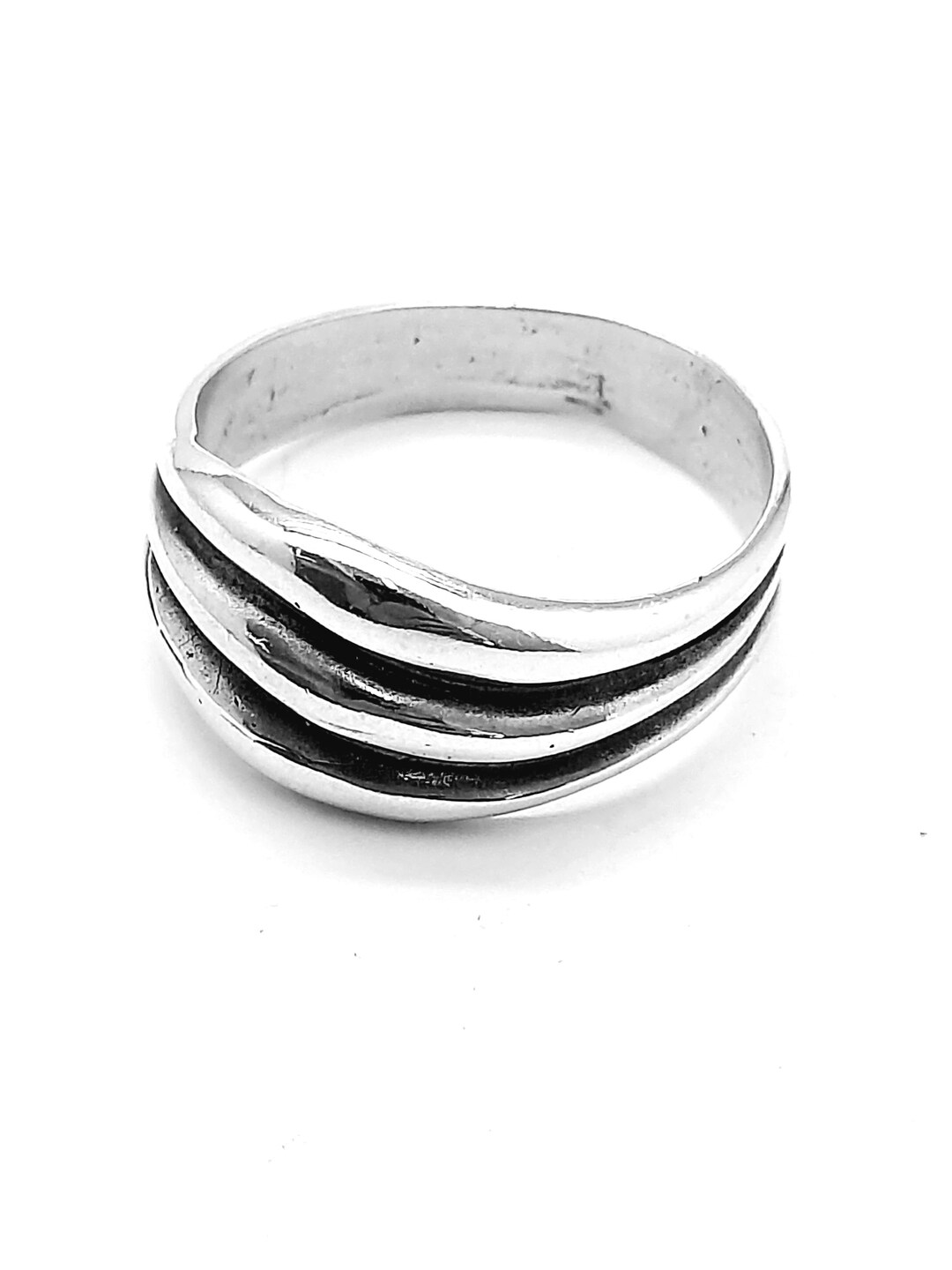 925 Sterling Silver, Furrow Band, Zen Gardens Element Style, Zen Ring ...