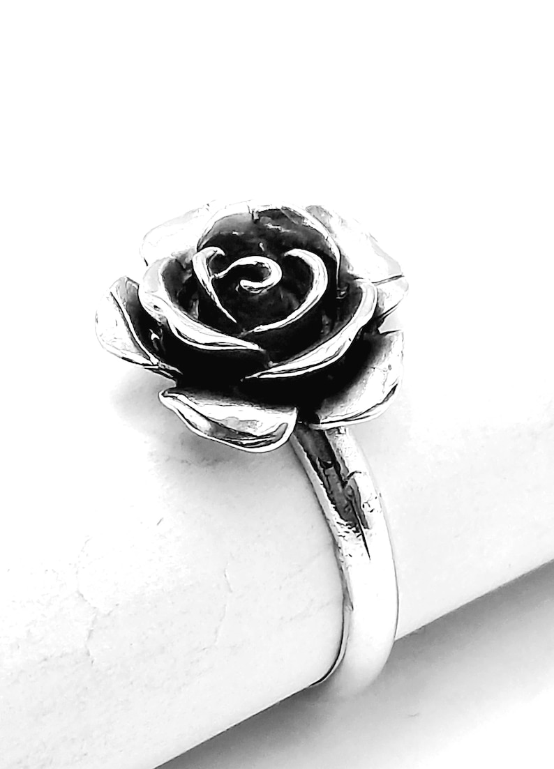 925 Sterling Silver Rose Rings for Women, Art Nouveau Ring, Nature Flower Ring, Statement Ring ...