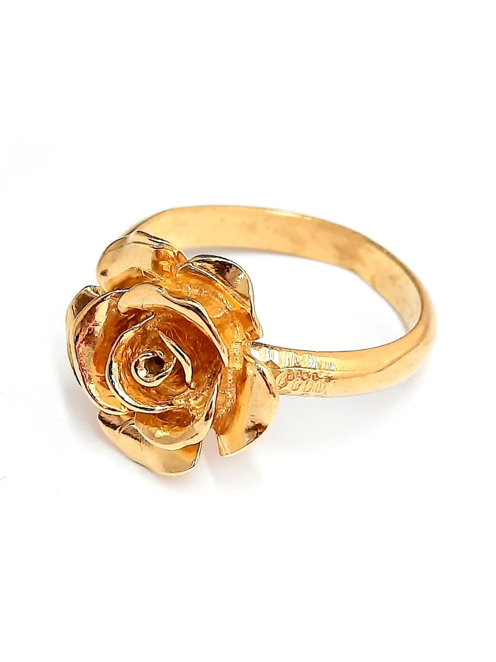 Rose Ring 925 Sterling Silver, 18K Vermeil Gold Plating, Art Nouveau ...