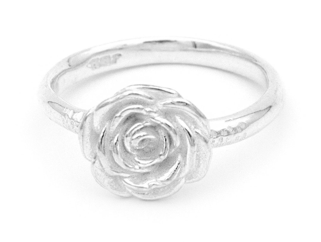 925 Sterling Silver Rose Ring, Vintage Silver Ring With Rose Flower ...