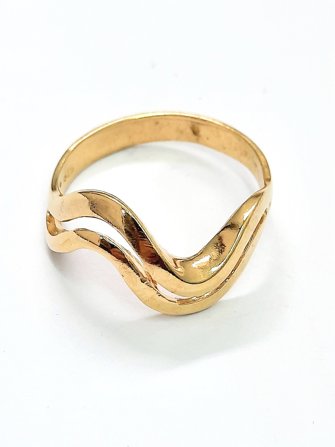 925 Sterling Silver, 18K Gold Plating, Vermeil, Art Nouveau Style, Wavy ...