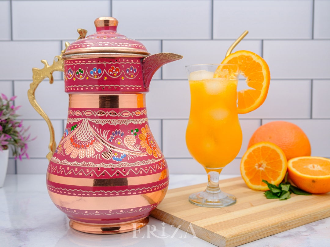 Lilac Engraved Copper Pitcher With Lid, 2.2L - Etsy