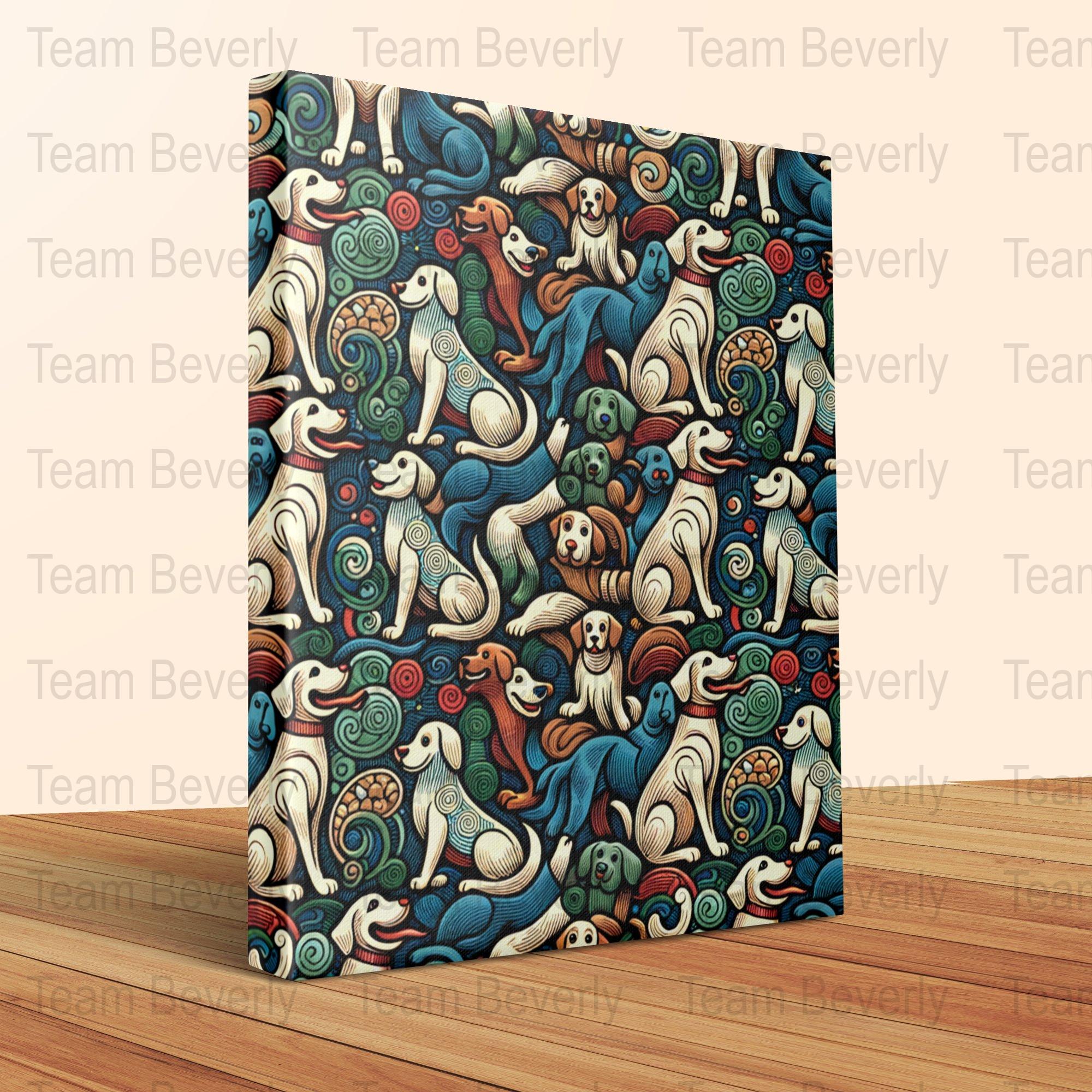 Colorful Dog Pattern Digital Download, Dog Lover Artwork, Digital Art ...