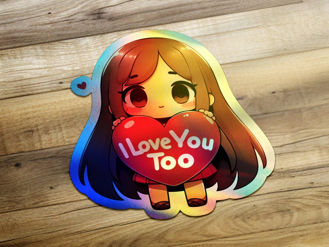 Cute Anime Girl Sticker Pack, I Love You Too Stickers, Adorable Kawaii ...