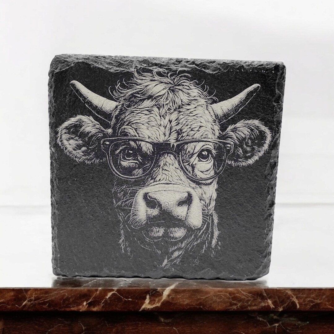 Highland Cow Slate Coaster- Laser Engraved Farmhouse Gift | Funny ...