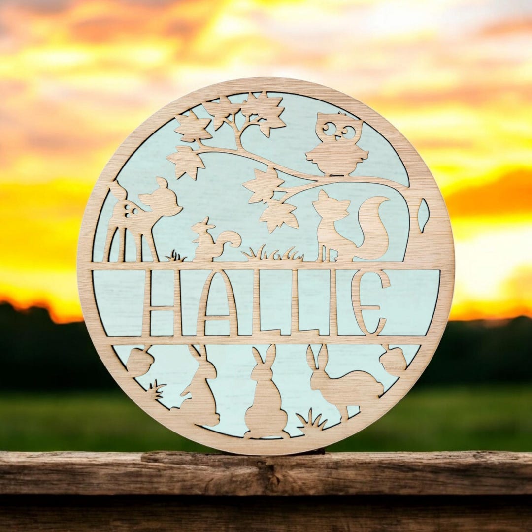 Kids Name Plaques, Personalized Woodland Animal Name Sign for Kids ...