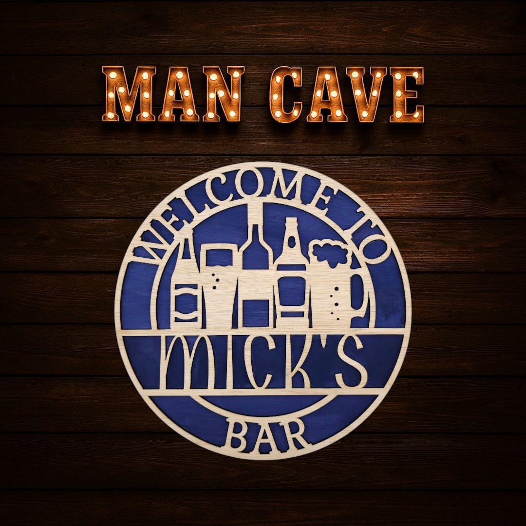 Personalized Man Cave Bar Sign: Laser Cut Wooden Pub Decor - Etsy
