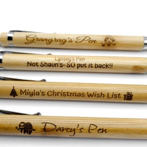 Personalised Engraved Wooden Pen Any Text Work Essentials Present Gift ...