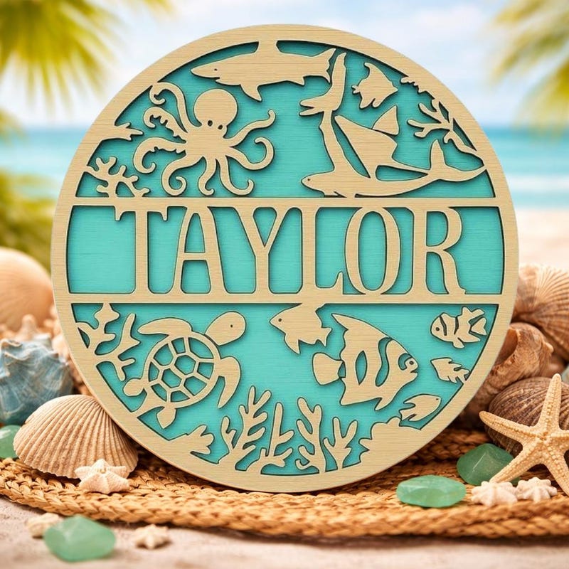 Sea Animal Name Plaque - Etsy UK