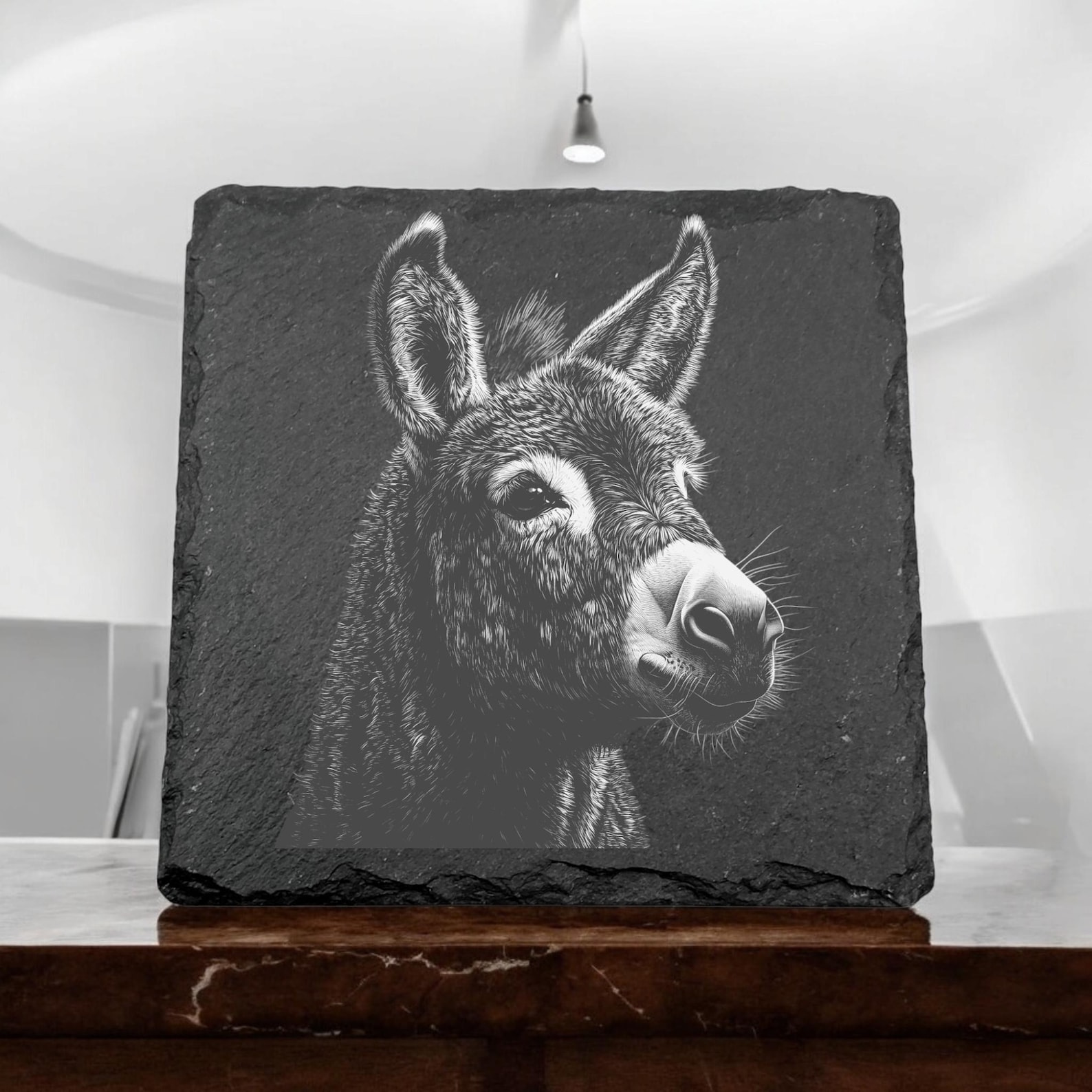 Donkey Slate Coasters – Rustic Farm Animal Gift – Engraved Natural ...