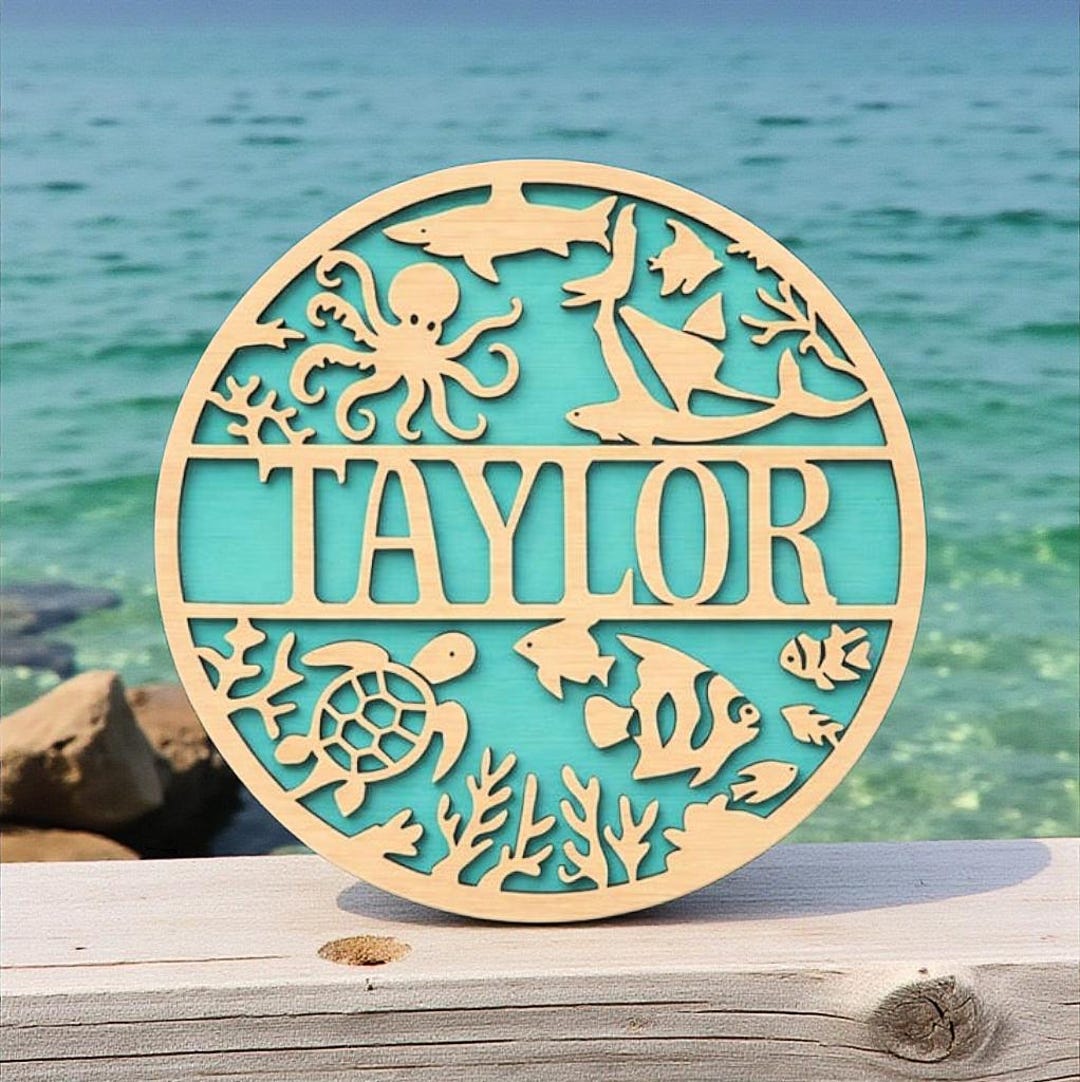 Ocean Name Sign – Beach Sea Life Under the Sea Personalised Wooden ...
