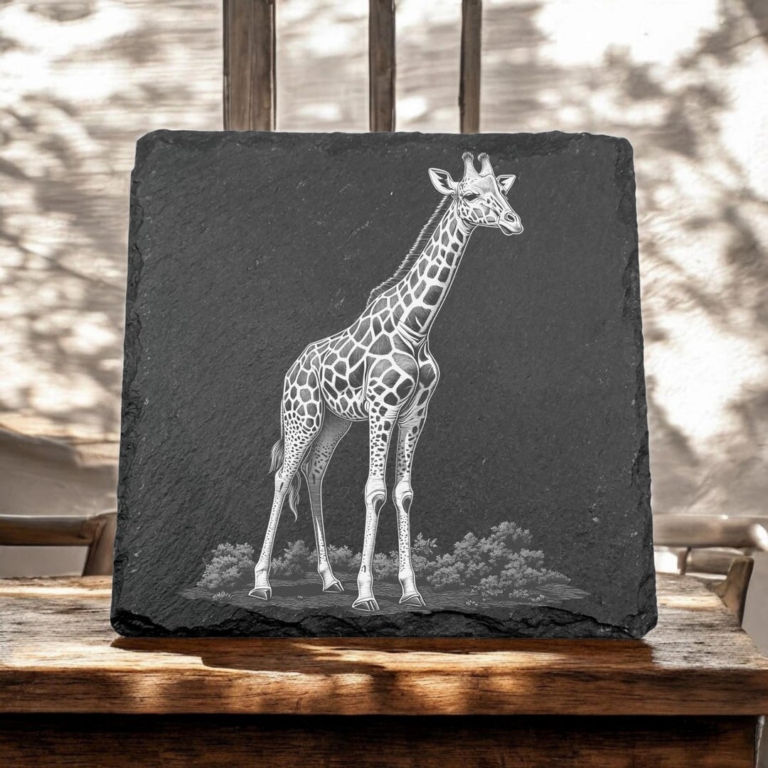 Giraffe Slate Coaster – Safari Wildlife Home Decor – Rustic Drink Mat ...