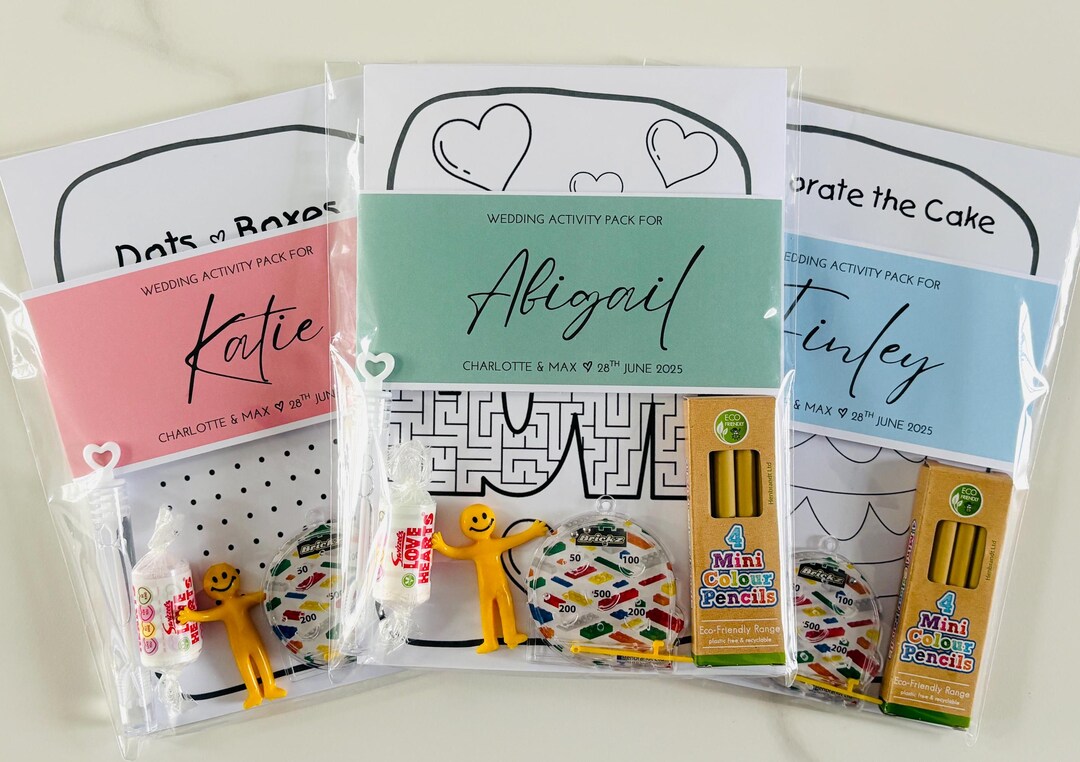 Personalised Pre Filled Kids A5 Wedding Activity Pack | Childrens ...