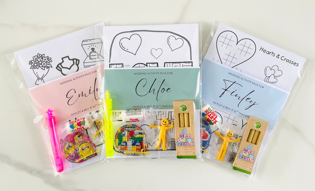 Personalised Pre Filled Kids A5 Wedding Activity Pack Childrens ...