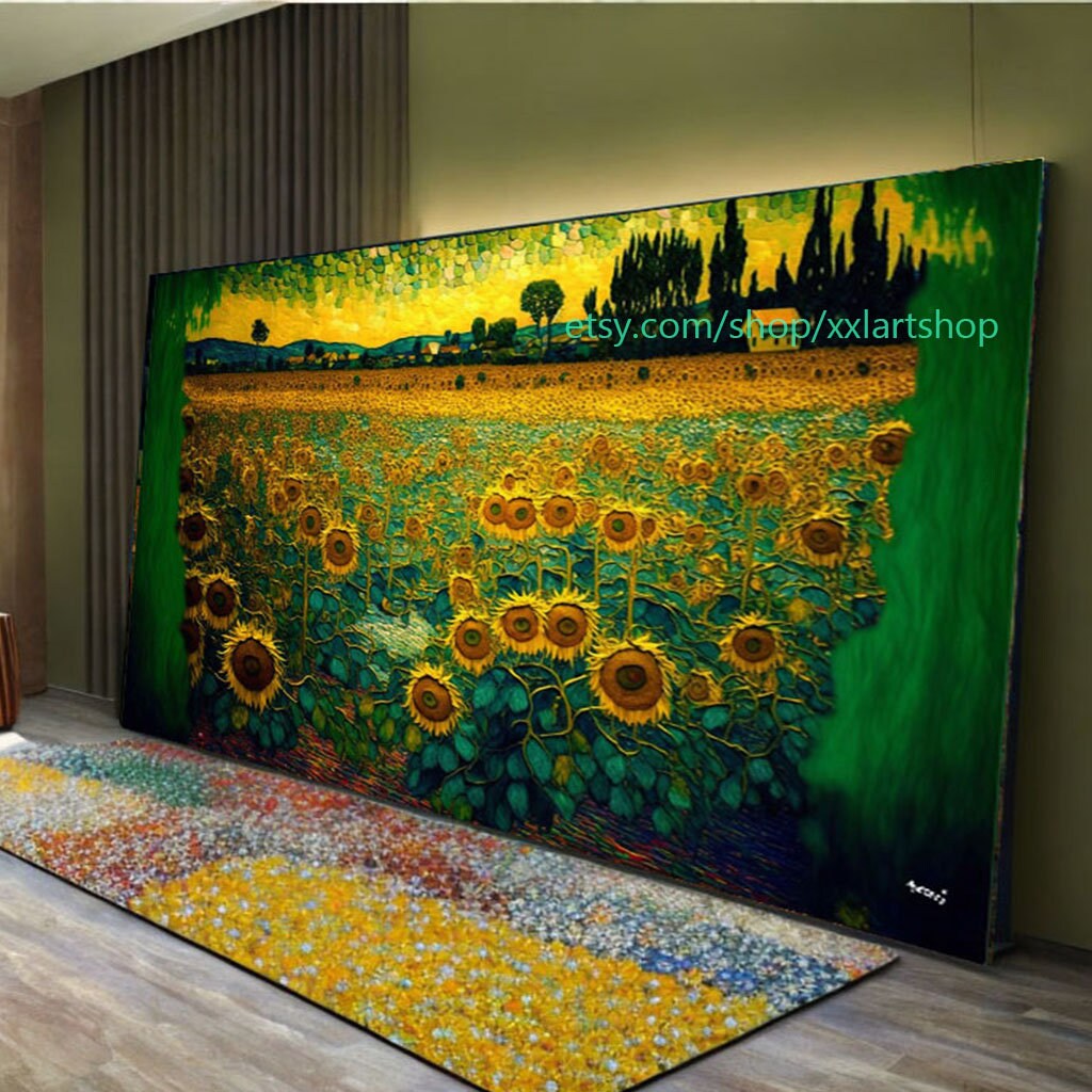 Sunflower Fields Van Gogh Style Wall Art Canvas Wall Art Print Modern Picture Living Room Office ...