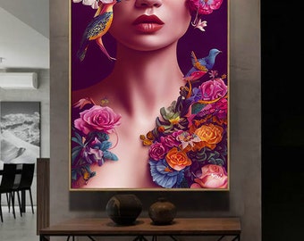 Flower Wall Art Canvas Wall Art Print Modern Picture Living Room Office ...