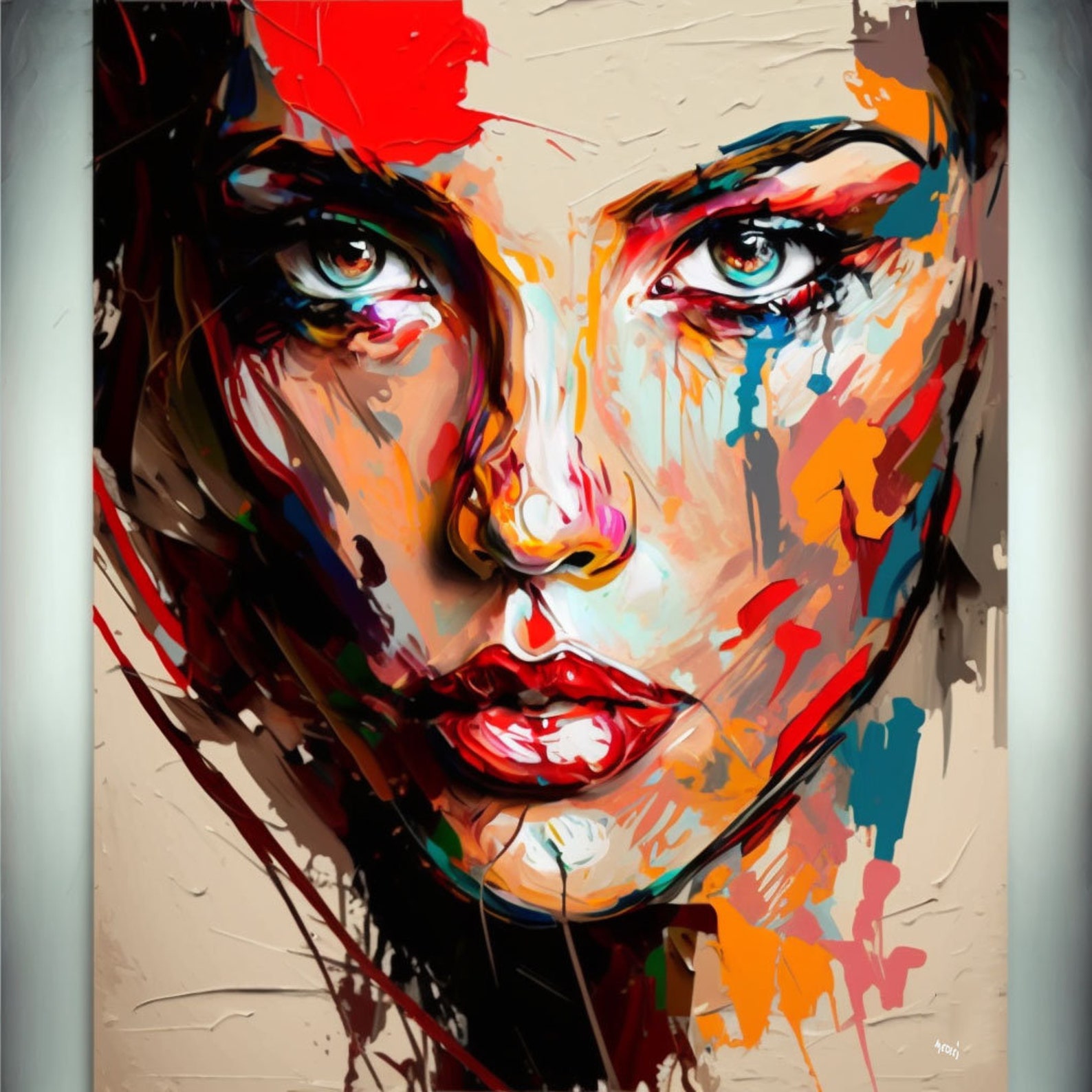 Frau Face Bild Wandkunst Leinwand Modern Bild Wohnzimmer pop - Etsy.de