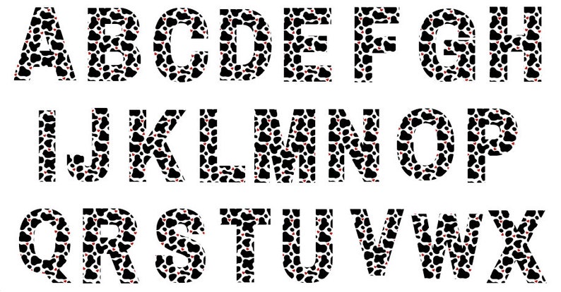 Cow Font SVG, Cow Font PNG, Cow Print Alphabet Svg, Numbers Svg, Cow ...